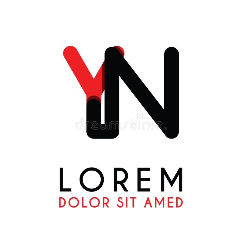 Initial Letter YN with Red Black and Has Rounded Corners Stock Vector ...