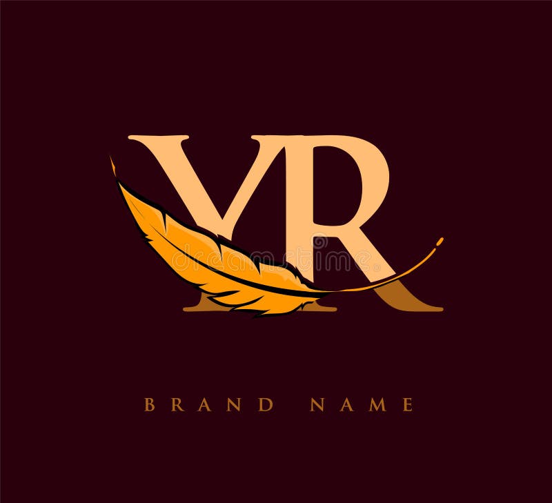 Initial Letter YR Logo with Feather Company Name, Simple and Clean ...