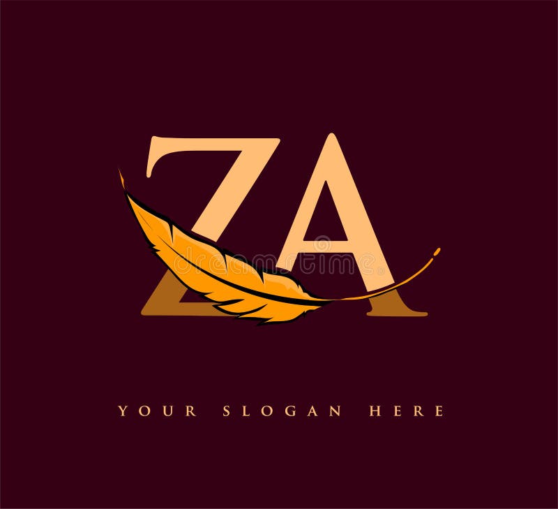 Initial Letter ZA Logo with Feather Company Name, Simple and Clean ...