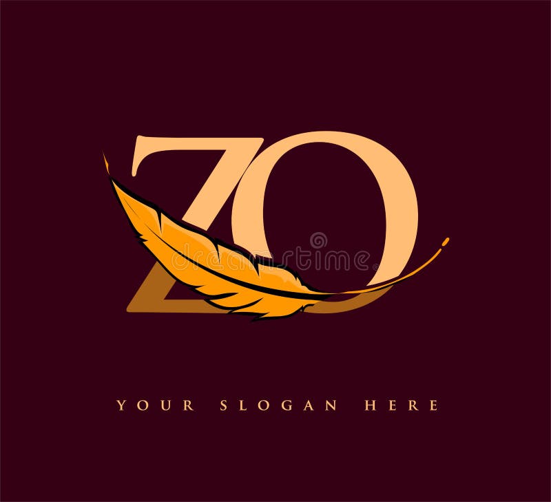 Initial Letter ZO Logo with Feather Company Name, Simple and Clean ...
