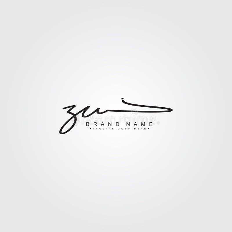 Initial Letter ZU Logo - Hand Drawn Signature Logo Stock Vector ...