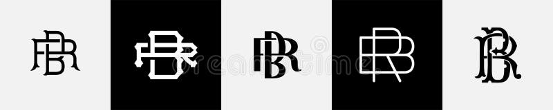 Initial Letters BR Monogram Logo Design Bundle Stock Vector ...