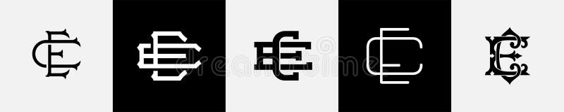 Initial Letters CE Monogram Logo Design Bundle Stock Vector ...