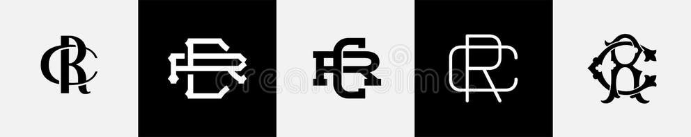 Initial Letters CR Monogram Logo Design Bundle Stock Vector ...