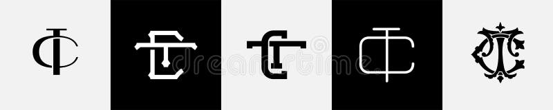Initial Letters CT Monogram Logo Design Bundle Stock Vector ...