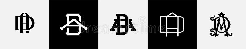 Initial Letters DA Monogram Logo Design Bundle Stock Vector ...