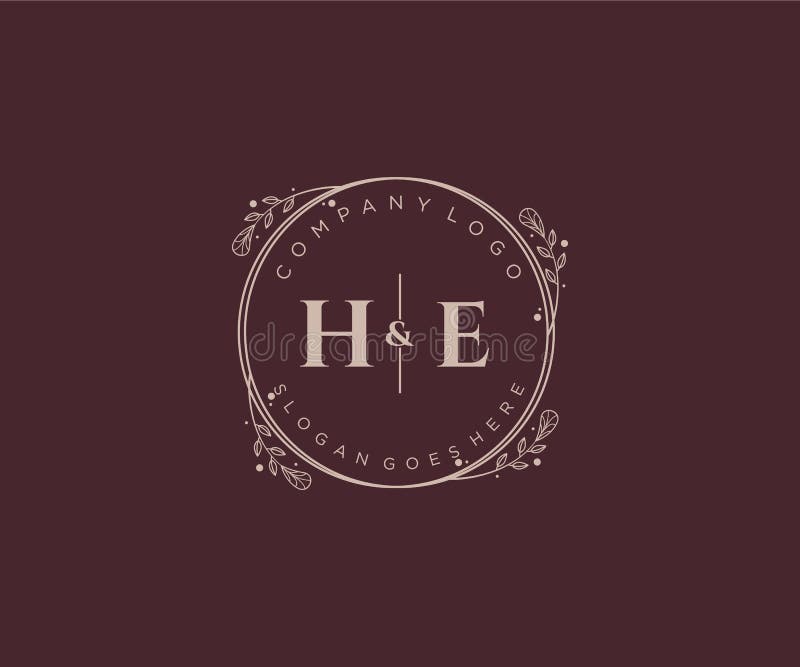 Initial he Letters Decorative Luxury Wedding Logo Stock Vector ...