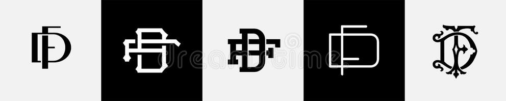Initial Letters DF Monogram Logo Design Bundle Stock Vector ...
