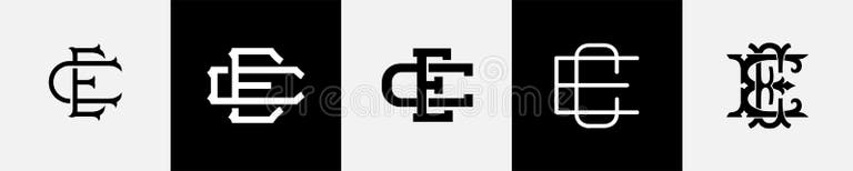 Initial Letters EC Monogram Logo Design Bundle Stock Vector ...