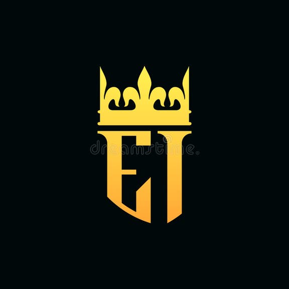 Initial Letters EI Logo Monogram Emblem Style with Crown Stock Vector ...