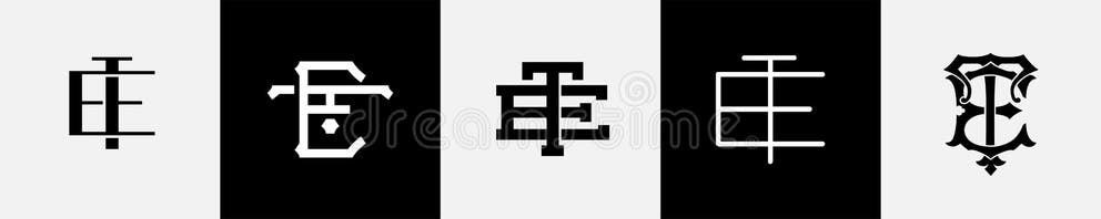 Initial Letters ET Monogram Logo Design Bundle Stock Vector ...