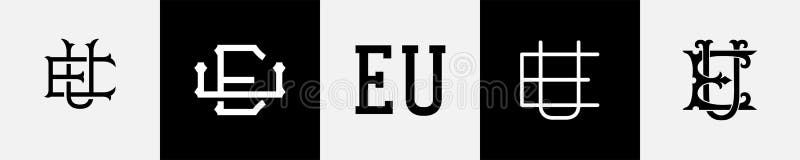 Initial Letters EU Monogram Logo Design Bundle Stock Vector ...