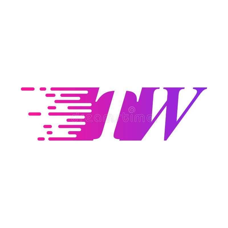 Initial Letter TW Fast Moving Logo Vector Purple Pink Color Stock ...
