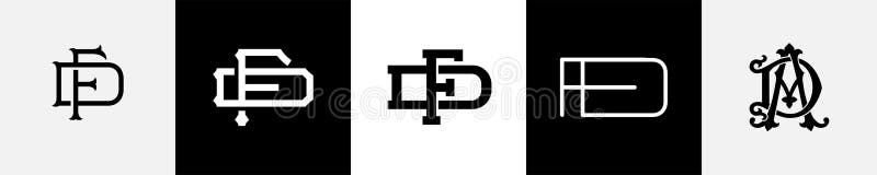 Initial Letters FD Monogram Logo Design Bundle Stock Vector ...