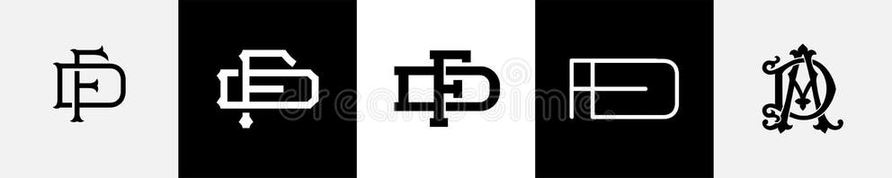 Initial Letters FD Monogram Logo Design Bundle Stock Vector ...