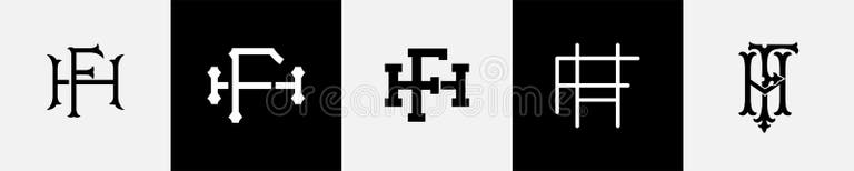 Initial Letters FH Monogram Logo Design Bundle Stock Vector ...
