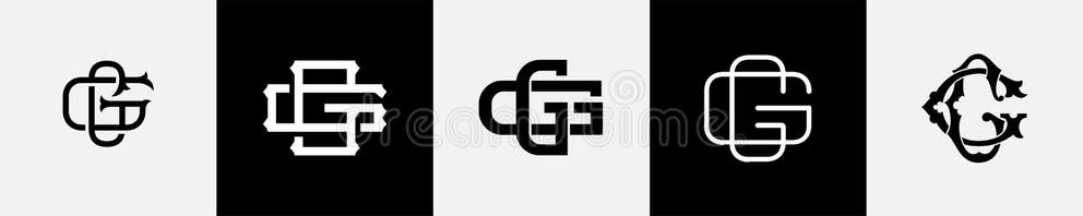 Initial Letters GG Monogram Logo Design Bundle Stock Vector ...