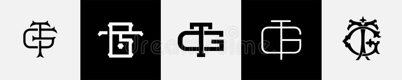 Initial Letters GT Monogram Logo Design Bundle Stock Vector ...