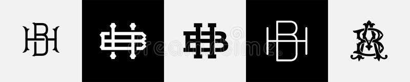 Initial Letters HB Monogram Logo Design Bundle Stock Vector ...