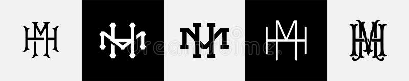 Initial Letters HM Monogram Logo Design Bundle Stock Vector ...