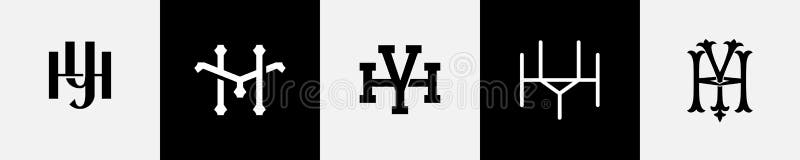 Initial Letters HY Monogram Logo Design Bundle Stock Vector ...