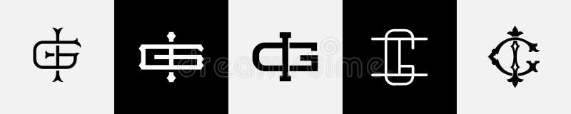 Initial Letters IG Monogram Logo Design Bundle Stock Vector ...
