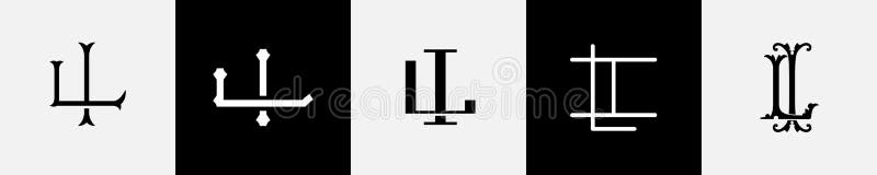 Initial Letters IL Monogram Logo Design Bundle Stock Vector ...