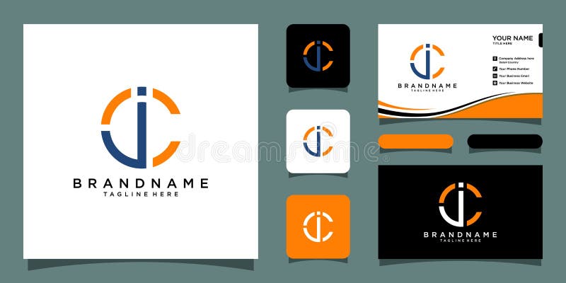 Initial Letters JC Circle Shape Monogram with Business Card Design ...