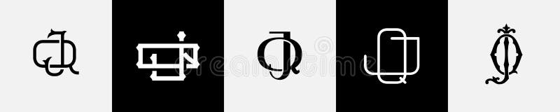 Initial Letters JQ Monogram Logo Design Bundle Stock Vector ...