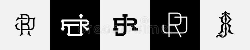 Initial Letters JR Monogram Logo Design Bundle Stock Vector ...