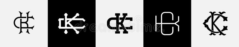 Initial Letters KC Monogram Logo Design Bundle Stock Vector ...