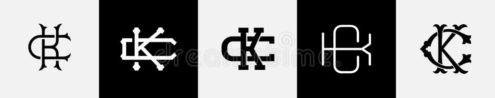 Initial Letters KC Monogram Logo Design Bundle Stock Vector ...