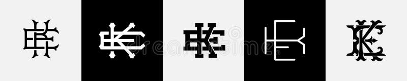 Initial Letters KE Monogram Logo Design Bundle Stock Vector ...