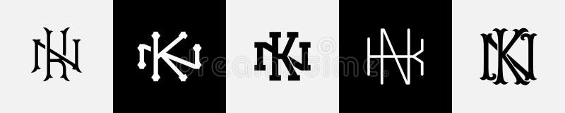 Initial Letters KN Monogram Logo Design Bundle Stock Vector ...