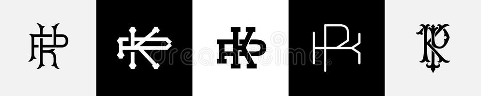 Initial Letters KP Monogram Logo Design Bundle Stock Vector ...