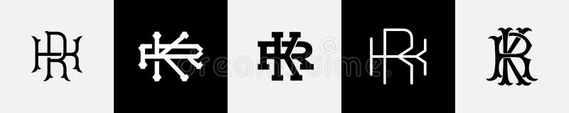 Initial Letters KR Monogram Logo Design Bundle Stock Vector ...