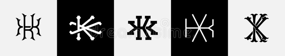 Initial Letters KX Monogram Logo Design Bundle Stock Vector ...