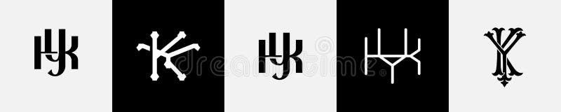 Initial Letters KY Monogram Logo Design Bundle Stock Vector ...