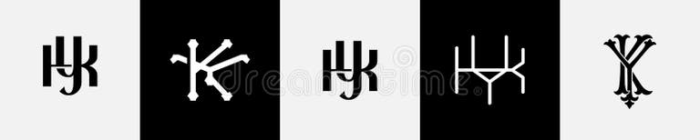 Initial Letters KY Monogram Logo Design Bundle Stock Vector ...