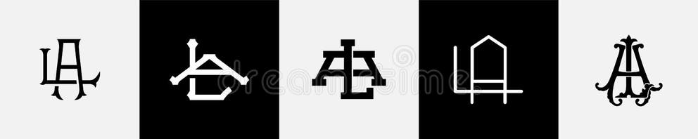 Initial Letters LA Monogram Logo Design Bundle Stock Vector ...