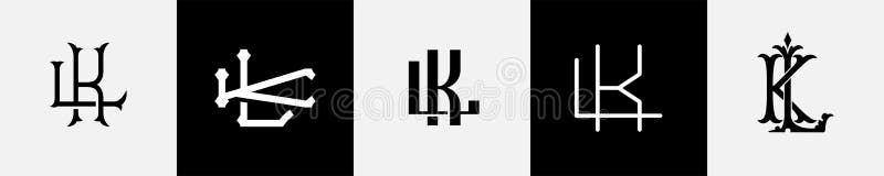 Initial Letters LK Monogram Logo Design Bundle Stock Vector ...