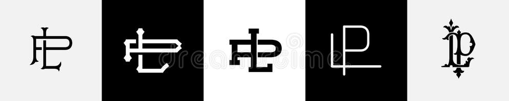 Initial Letters LP Monogram Logo Design Bundle Stock Vector ...