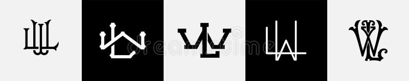 Initial Letters LW Monogram Logo Design Bundle Stock Vector ...