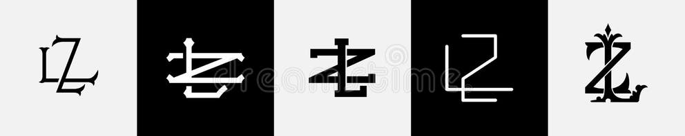 Initial Letters LZ Monogram Logo Design Bundle Stock Vector ...