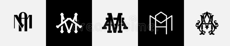 Initial Letters MA Monogram Logo Design Bundle Stock Vector ...