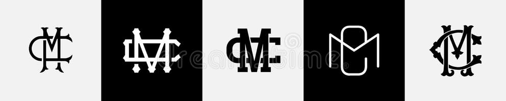 Initial Letters MC Monogram Logo Design Bundle Stock Vector ...