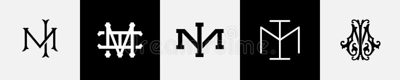 Initial Letters MI Monogram Logo Design Bundle Stock Vector ...