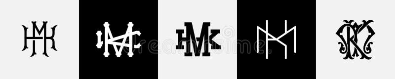 Initial Letters MK Monogram Logo Design Bundle Stock Vector ...