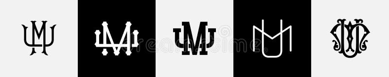 Initial Letters MU Monogram Logo Design Bundle Stock Vector ...