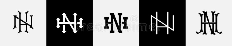 Initial Letters NH Monogram Logo Design Bundle Stock Vector ...